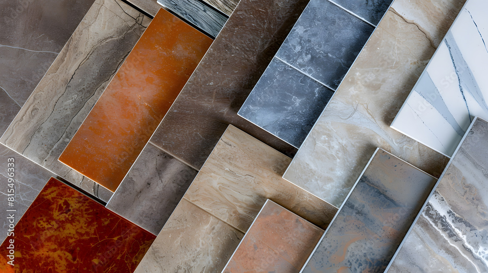 Colored samples of ceramic tiles for kitchen or bathroom interior ...