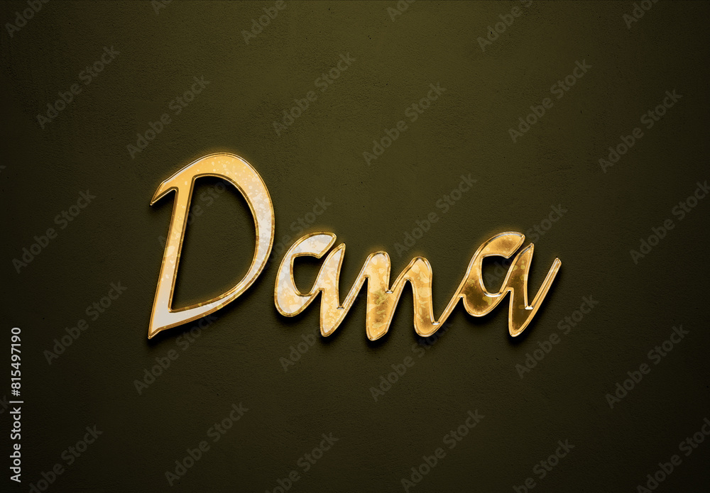 Old gold text effect of Arabic name Dana with 3D glossy style Mockup ...