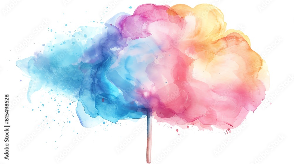 Rainbow cotton candy flat design, side view, cotton candy theme, water ...