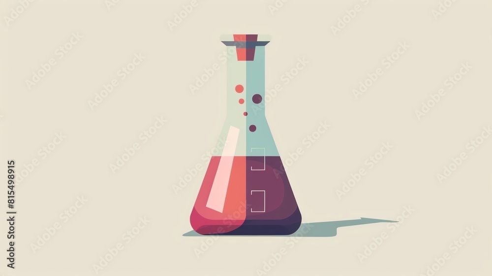 Volumetric flask flat design, side view, flask theme, animation ...