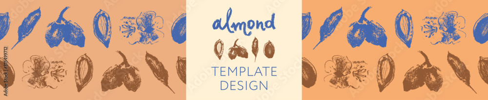 Almond frames for banner background or label template design. Organic ...
