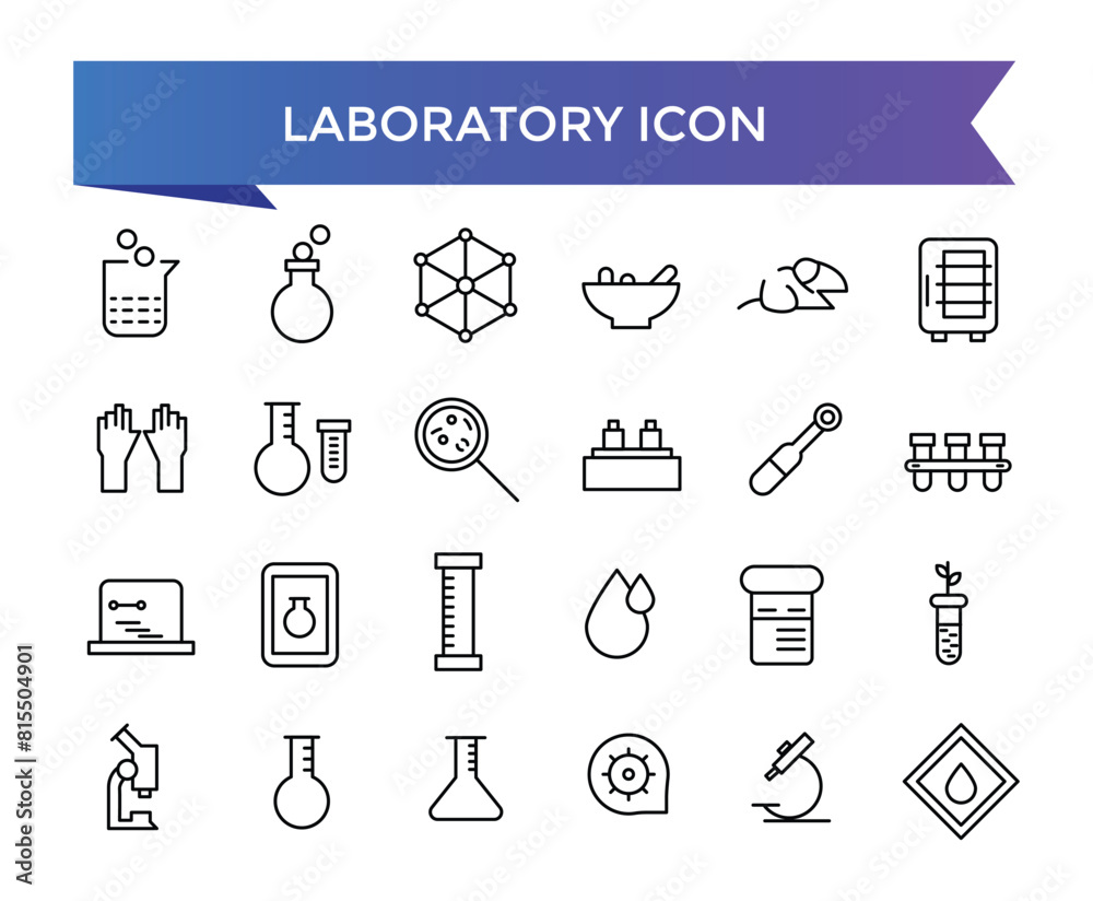 Laboratory icon collection. Related to experiment, test tube ...