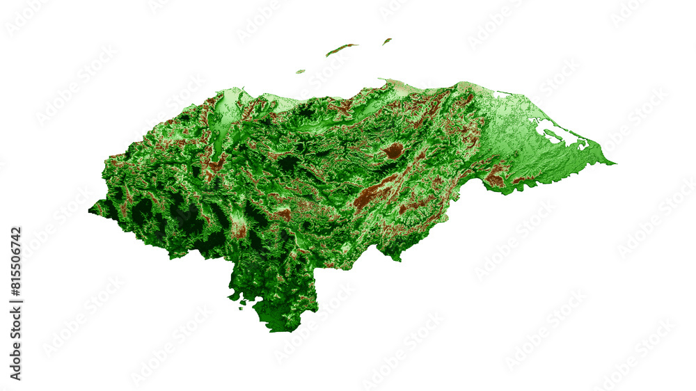Honduras Topographic Map 3d realistic map Color 3d illustration Stock ...