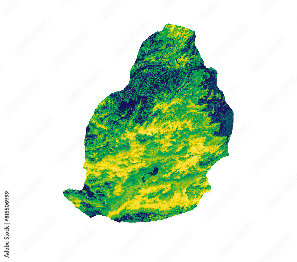 Mauritius map with the flag Colors Shaded relief map 3d illustration ...