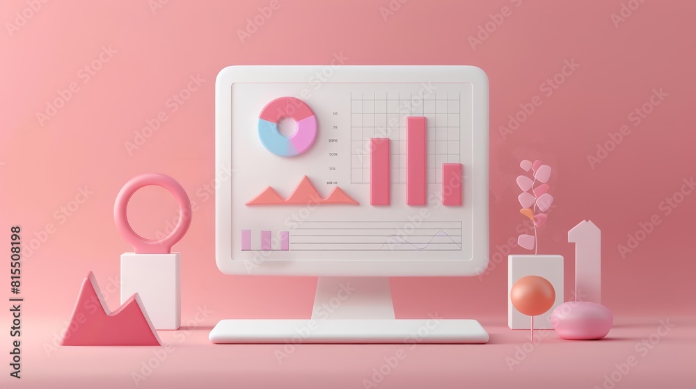 Key business metrics flat design side view performance analysis theme ...