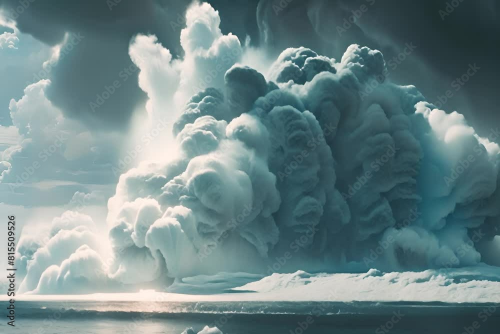 Iceberg collapses. explosion of polar ice A majestic glacier collapsing ...