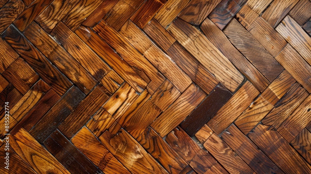 Top view of a basketweave wooden floor pattern, offering a unique and ...