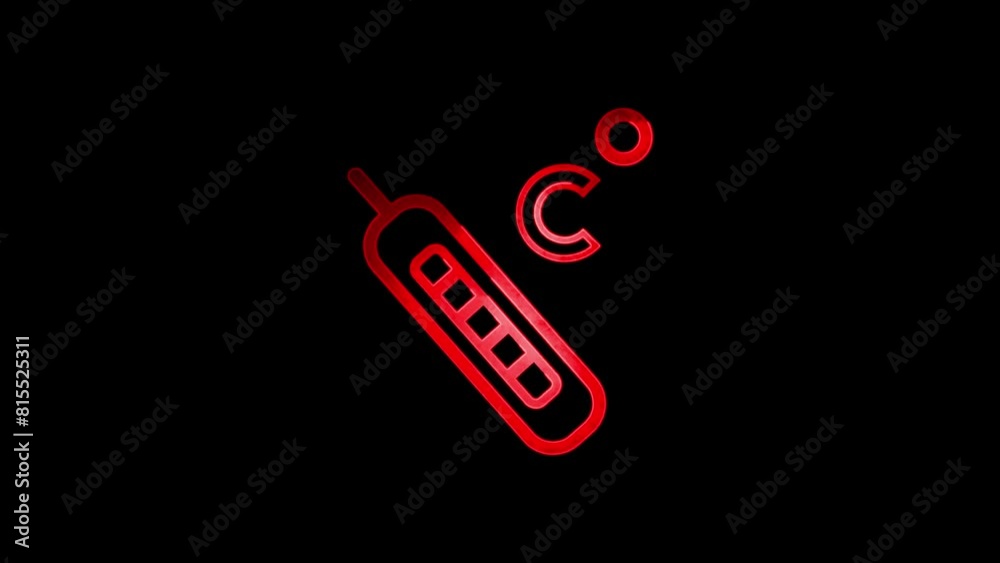 Temperature Thermometer Icon Animation On black Background. Red Scale ...
