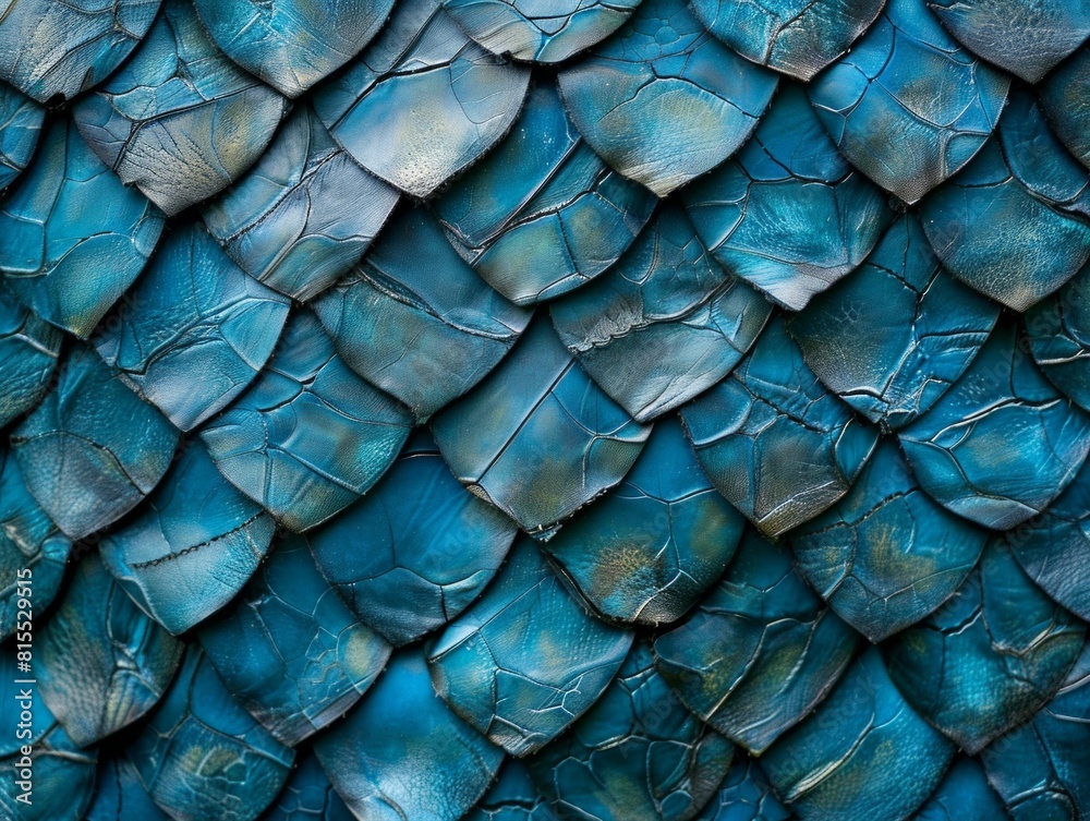 Abstract background of blue dragon scales, texture of leather or rough ...