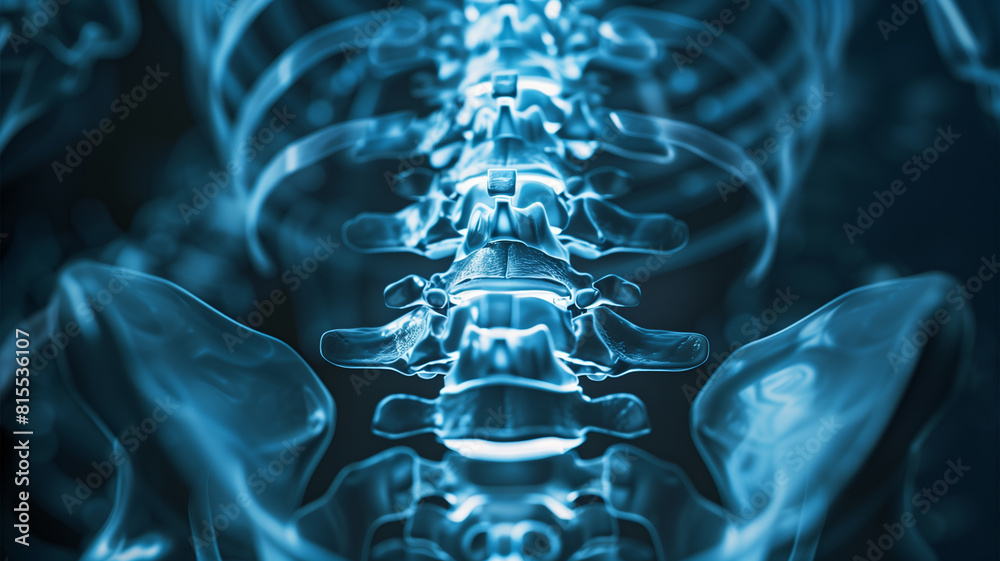 High-tech X-ray of the human spine, showing advanced orthopedic ...