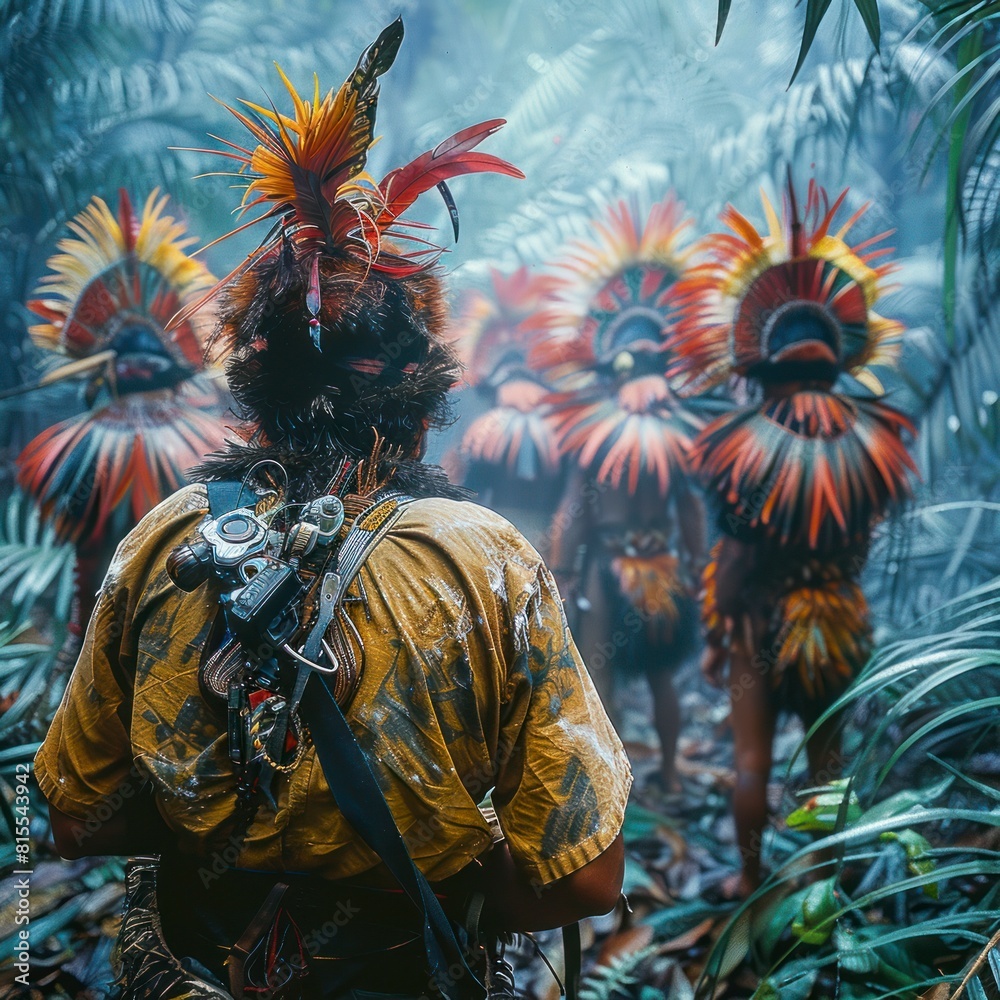 anthropologist documenting the rituals of a remote tribe in Papua New ...