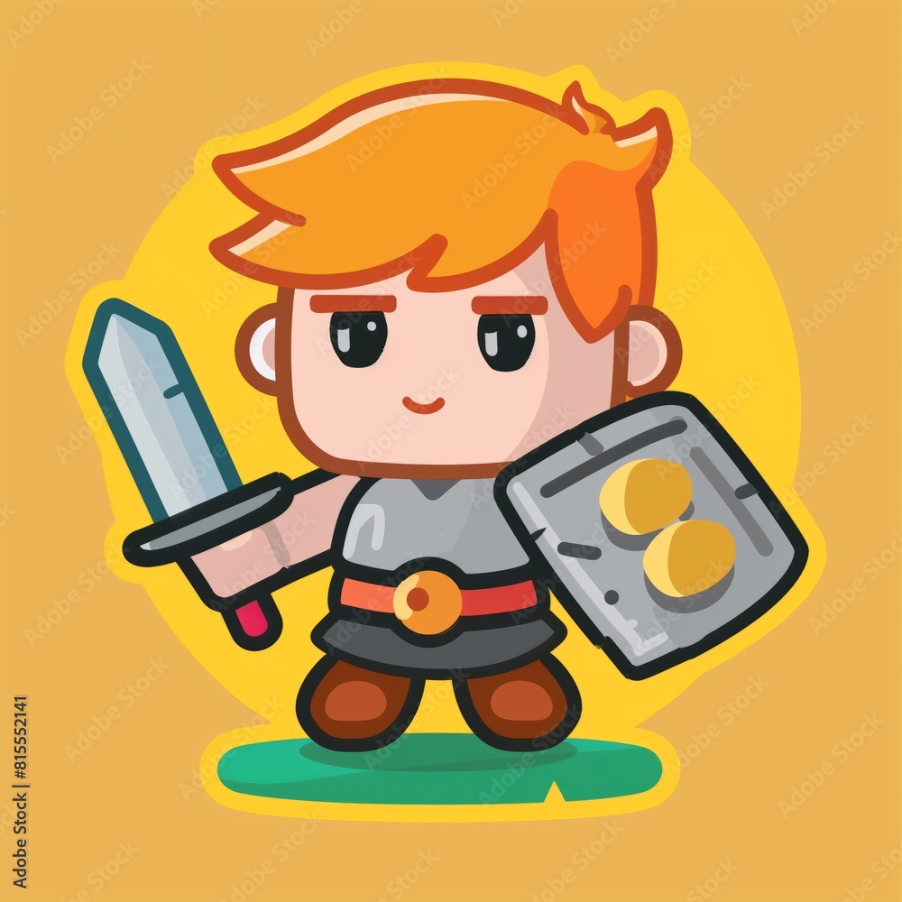 simple app icon contains cartoon-style character RPG fighter holding a ...
