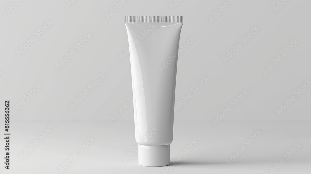 A white tube of toothpaste or lotion with a closed cap, standing ...