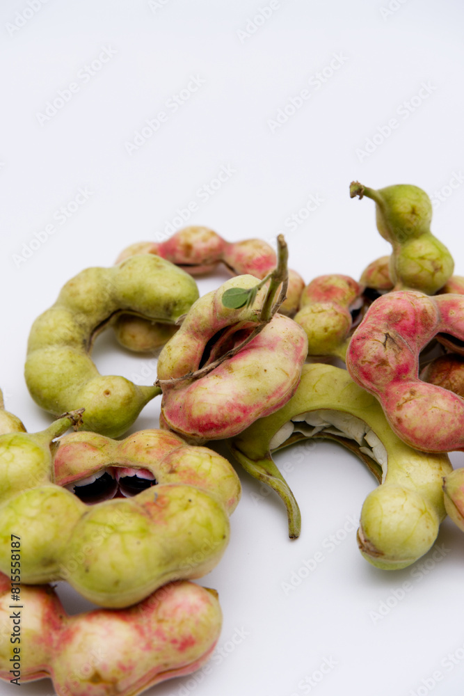 Manila Tamarind fruit placed on white background. Fresh Manila Tamarind ...