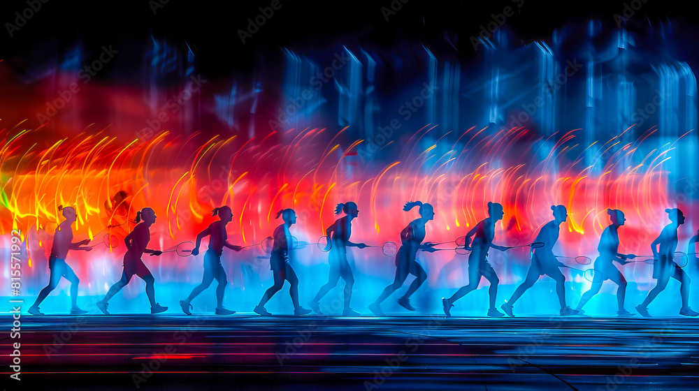 Dynamic badminton players in abstract motion Stock Illustration | Adobe ...