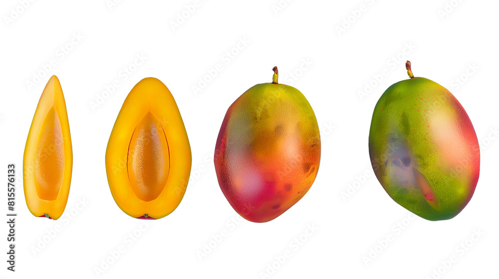 Mangoes: Images including whole mango, slices, and cross-sections from ...