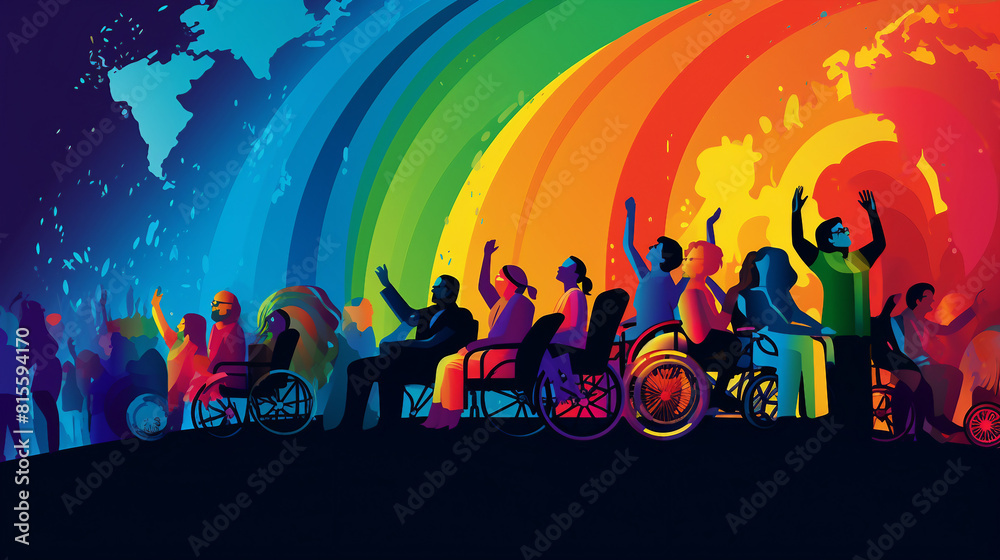 Silhouettes of diverse people, men, women, and disabled individuals in ...
