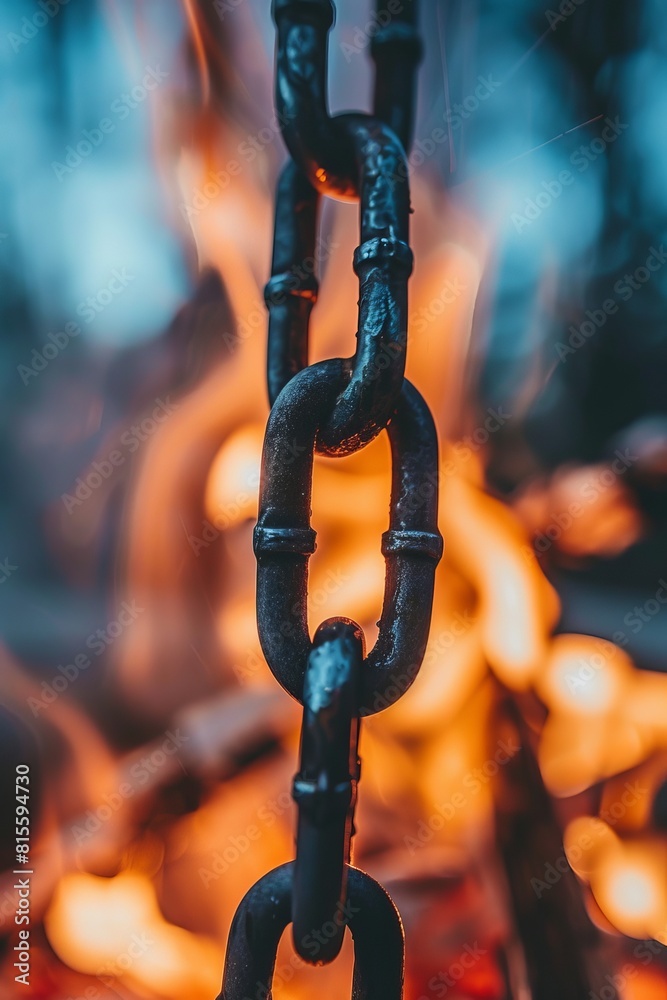 Symbolic fiery chains resilient strength amidst adversity, ablaze in ...