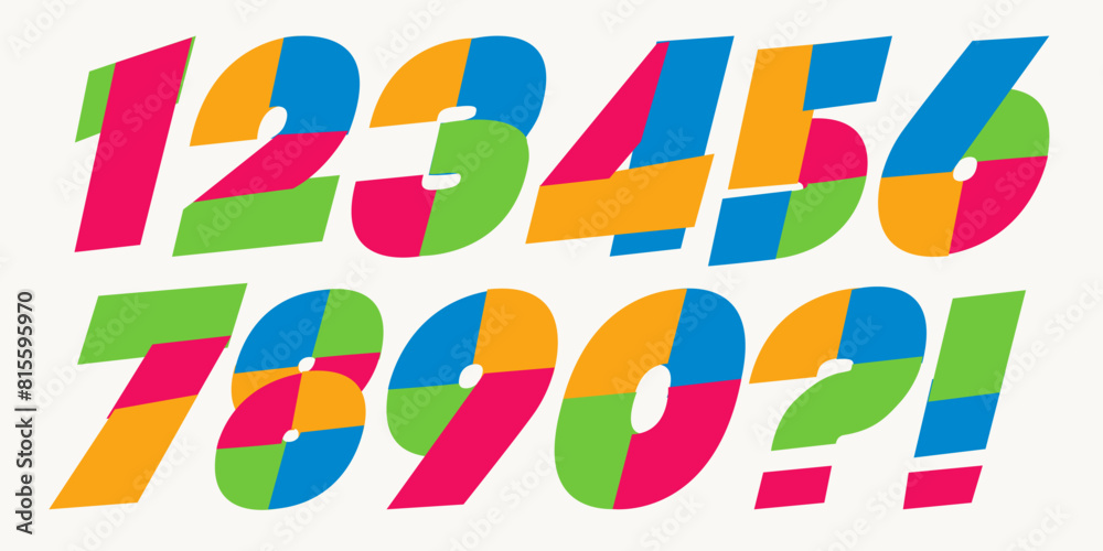 Number set colorful style modern typography for game, poster, birthday ...