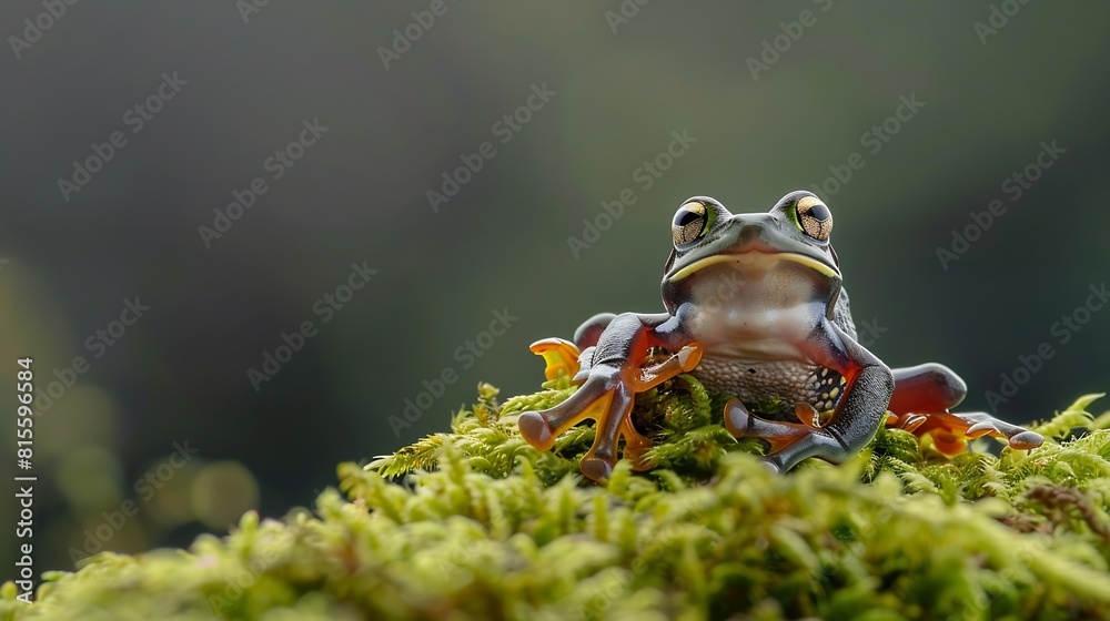 Gliding frog look like laughing on moss Flying frog laughing animal ...