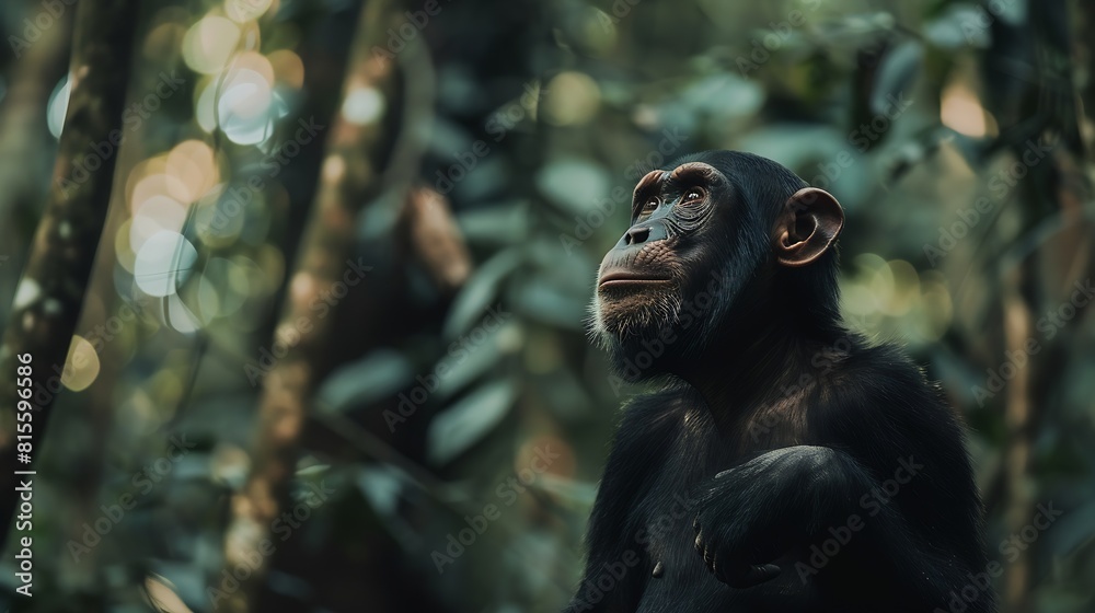 Chimpanzee in the forest Chimp in the protected Kibale forest Safari in ...