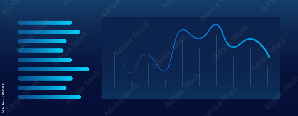 Digital growth graph chart on technology blue background. Chart ...