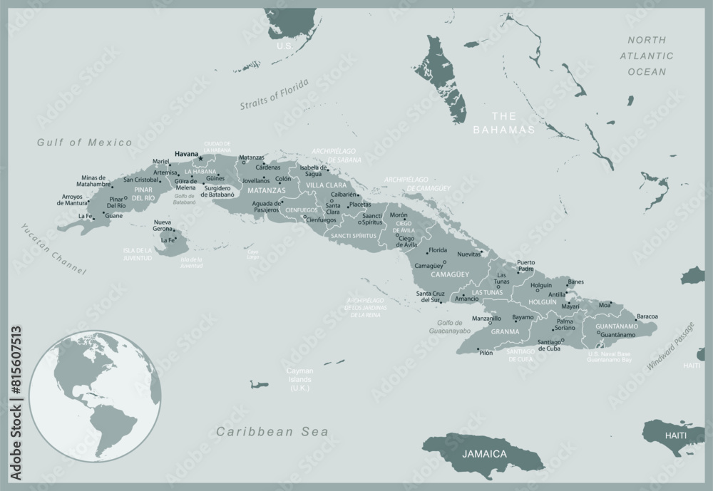 Cuba - detailed map with administrative divisions country. Vector ...