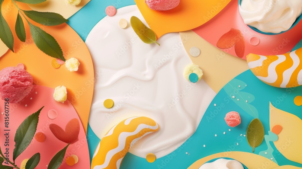 A vibrant poster design for yogurt, featuring brilliant colors and a ...