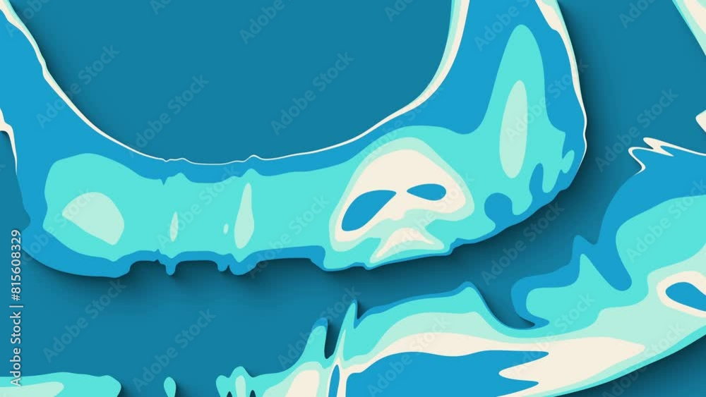 Abstract simple wavy shapes of water video seamless loop. 2D motion ...