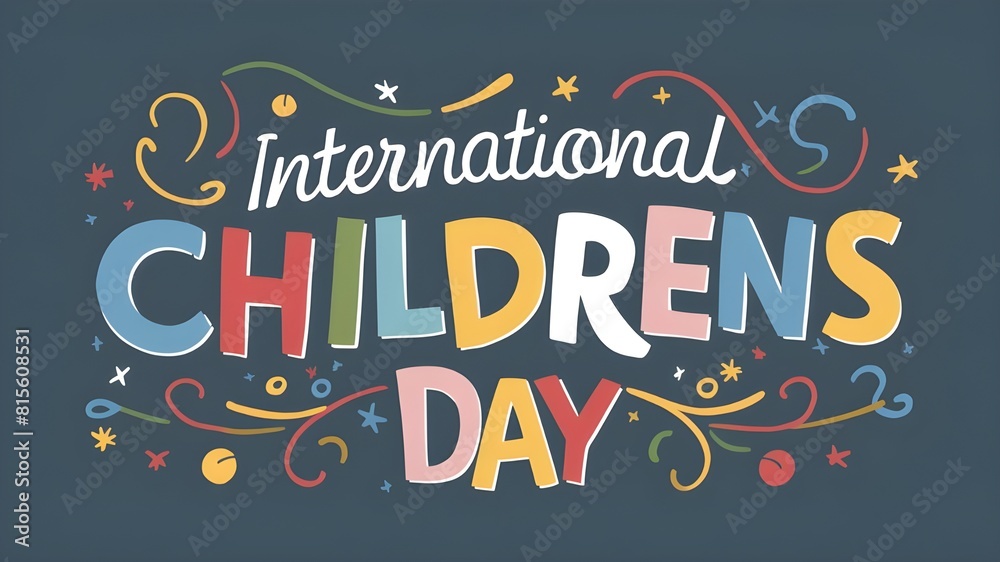 Bright greeting card with wording for Children's Day. The International ...