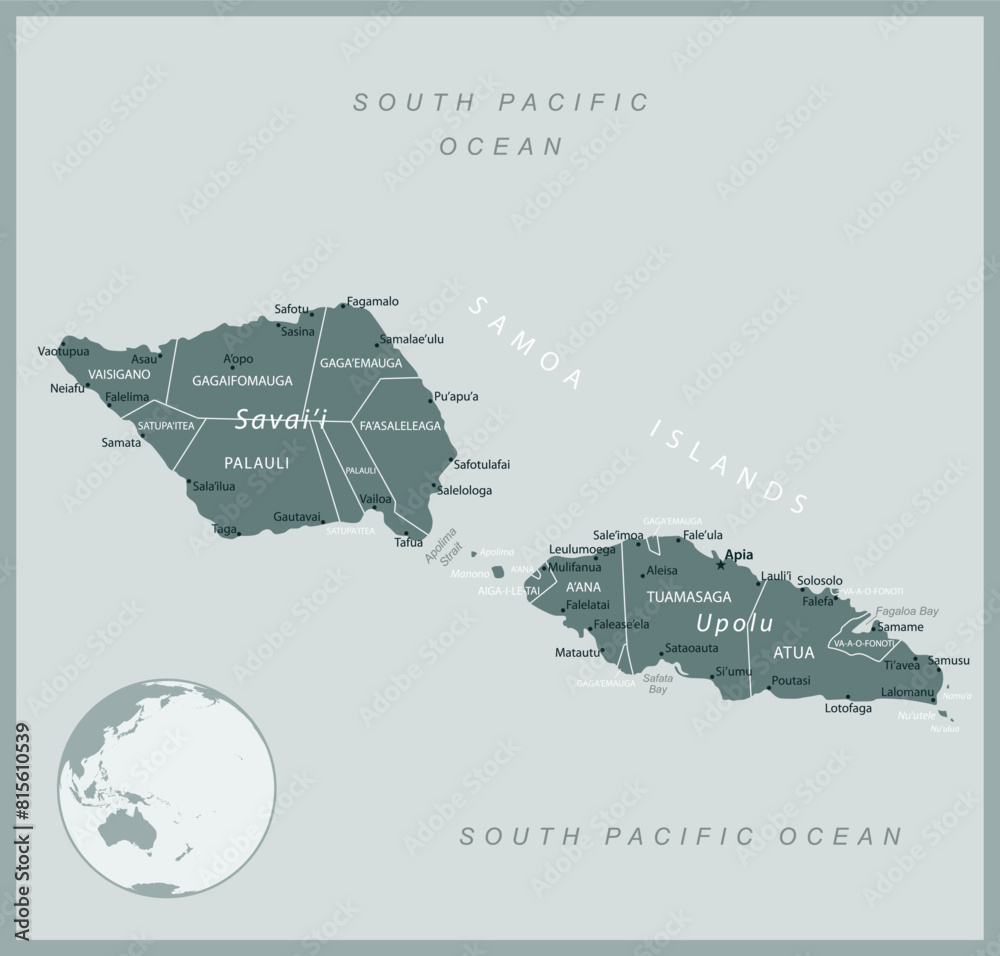 Samoa - detailed map with administrative divisions country. Vector ...