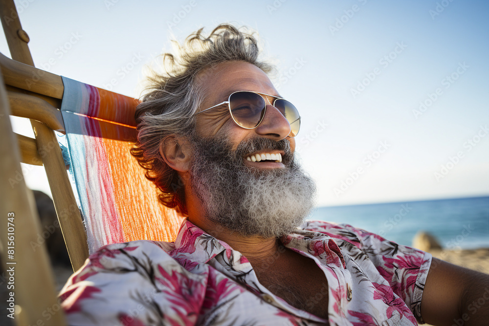 People having nice rest at the beach summer beautiful day weekend ...