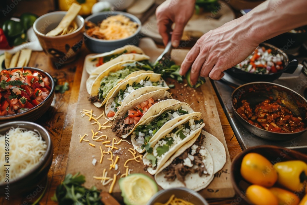 A food blogger’s setup with a taco recipe being documented step-by-step ...