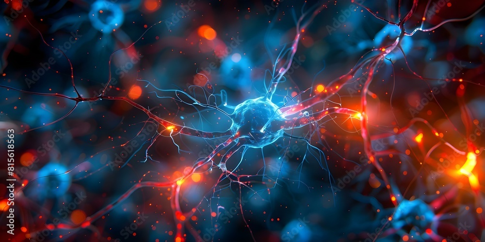 Microscopic view of neuron cells in neural network for neuro research ... Microscopic view of neuron cells in neural network for neuro research ...