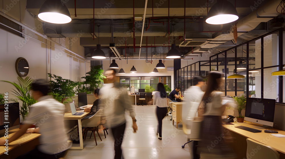 Coworking space office and sharing desk in corporate workplace ...