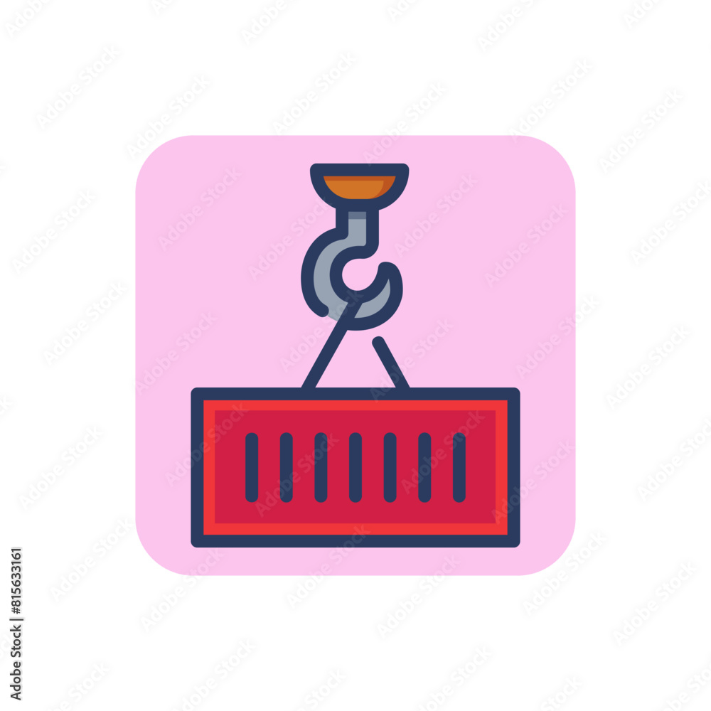 Crane for freight container line icon. Carriage, export, cargo outline ...