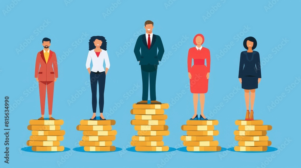 A salary difference concept with the female and male characters of ...