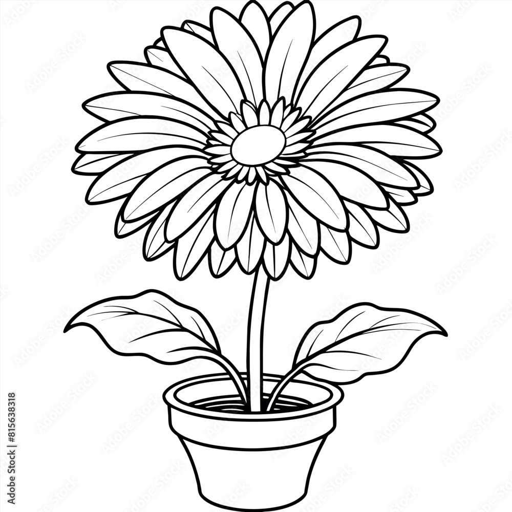 Gerbera Daisy flower outline illustration coloring book page design ...