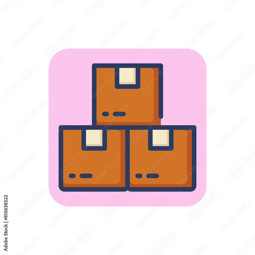Three boxes line icon. Package, merchandising, freight outline sign ...