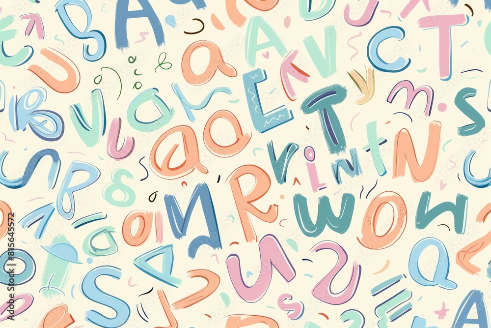 pattern background with all the alphabet letters, pastel colors Stock ...