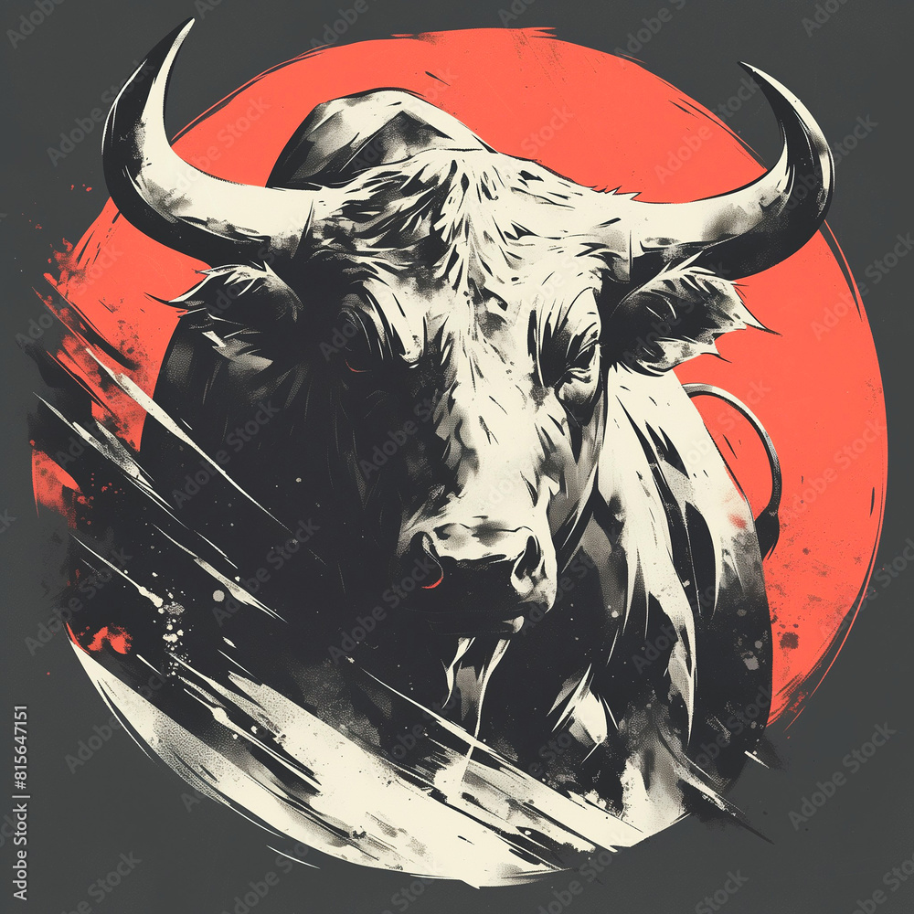 Bull badge creative illustration for t-shirt design. Animal buffalo ...