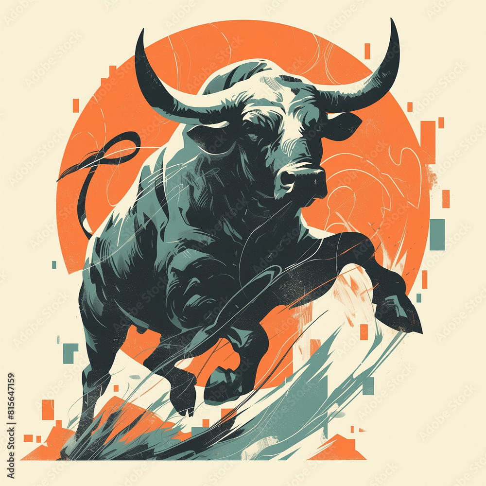 Bull badge creative illustration for t-shirt design. Animal buffalo ...