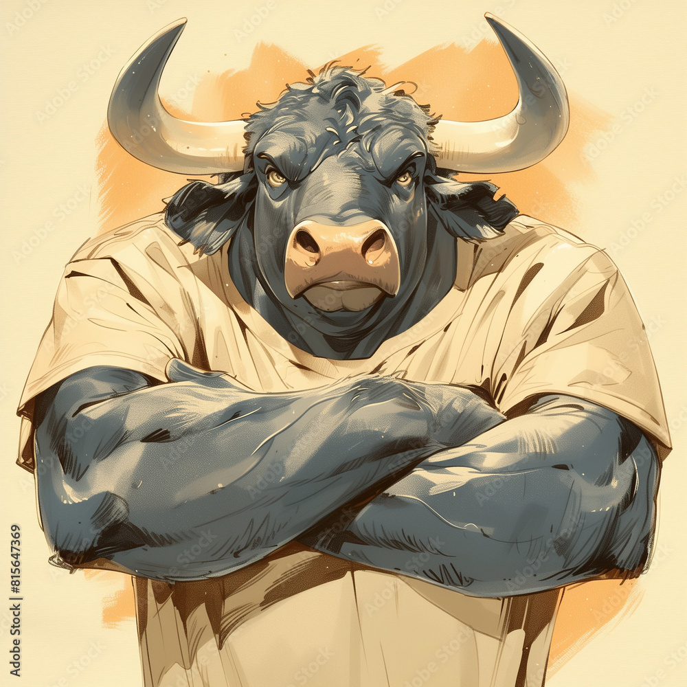 Bull badge creative illustration for t-shirt design. Animal buffalo ...