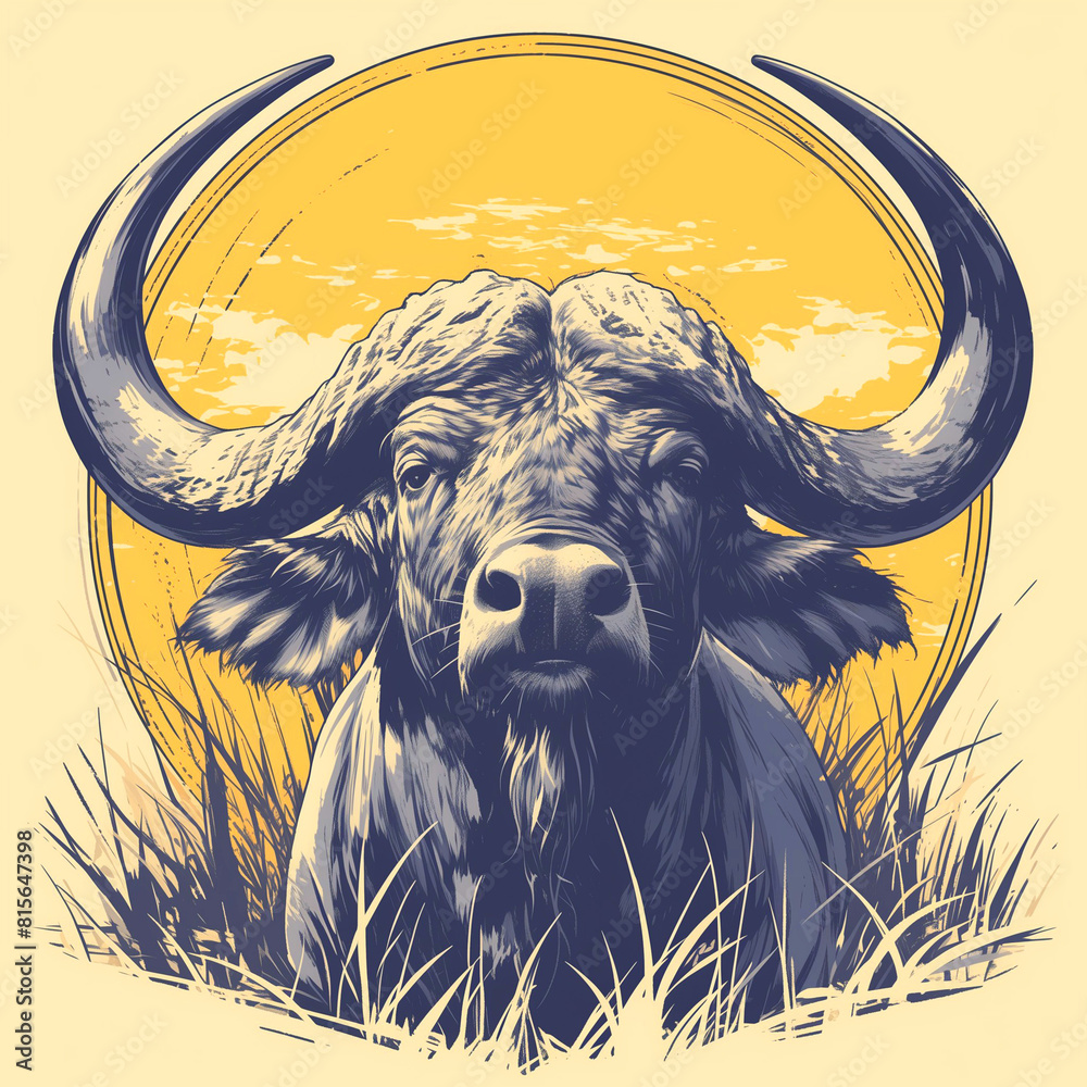 Bull badge creative illustration for t-shirt design. Animal buffalo ...