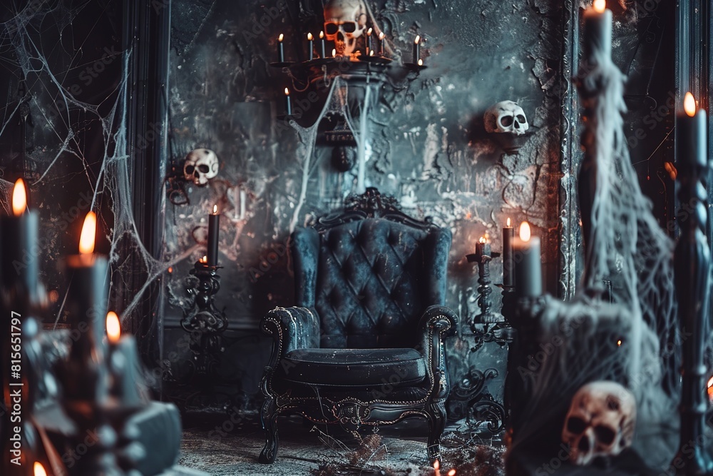 This is a 3D illustration of a factory setup for halloween horror ...