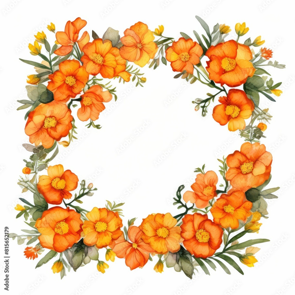 marigold themed frame or border for photos and text. with orange and ...