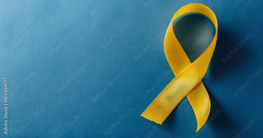 Symbolic yellow ribbon and circled date on a calming blue background ...
