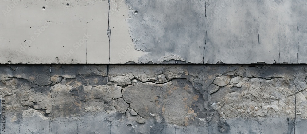 A close up image of a concrete vertical joint with rough skin texture ...