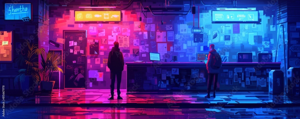 A cyberpunk underworld hidden beneath the neon-lit streets of the city ...