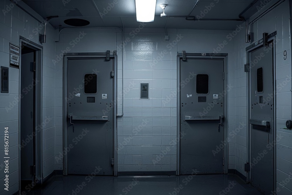 Cell door opening for the morning count, a daily routine for checking ...